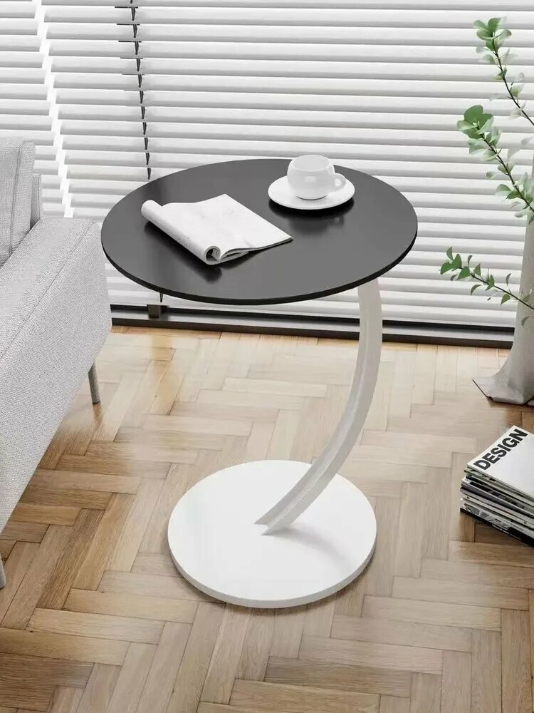 Столик приставной, черный/белый, ДВП, высота 60 см, 40x40 см