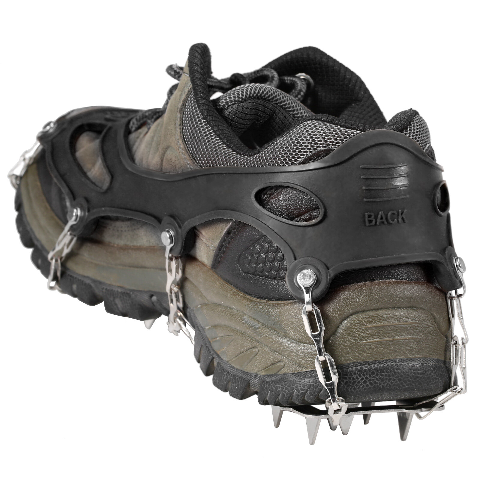 18 шипов, тяговые шипы для женщин и мужчин, противоскользящие, для льда и снега, с чехлом для хранения для ходьбы, походов, рыбалки, альпинизма