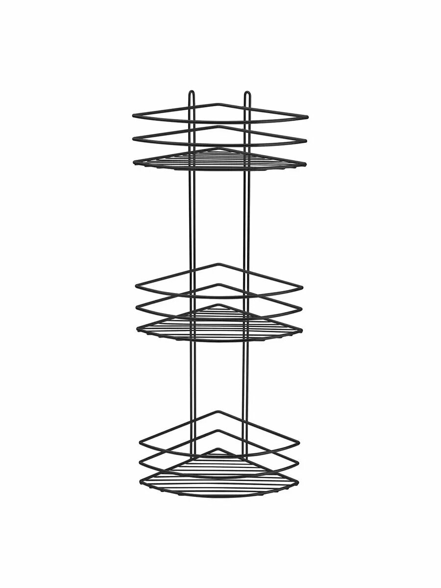 Полка Rosenberg RUS-385332, угловая, 3 яруса, черная, металл