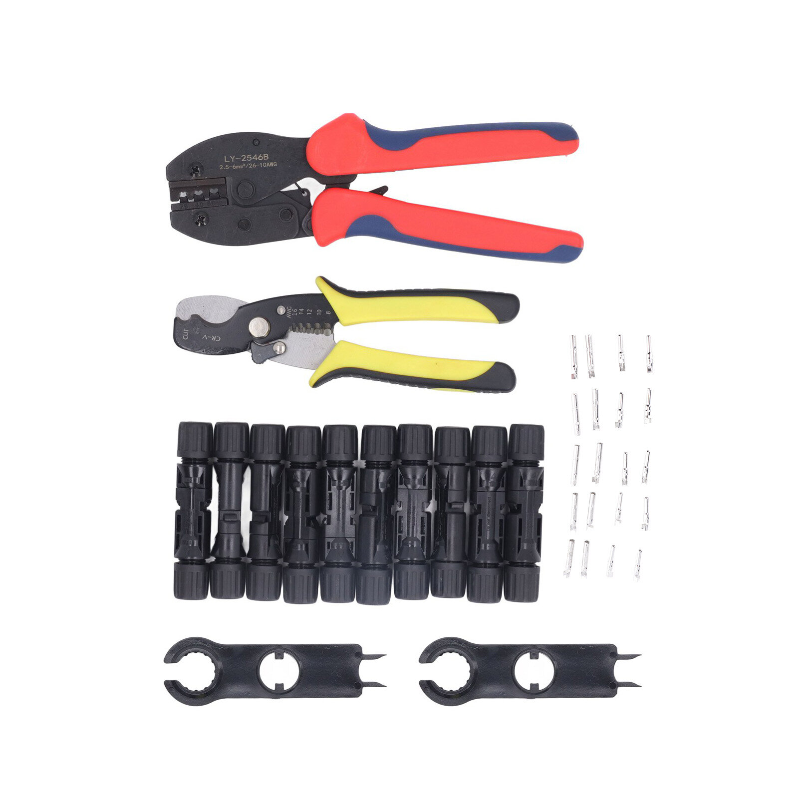 Набор инструментов для обжима солнечной энергии, точный храповой механизм с автоматической блокировкой, щипцы для фотоэлектрических панелей с 10 разъемами для проводов 2,5 4 6 мм²