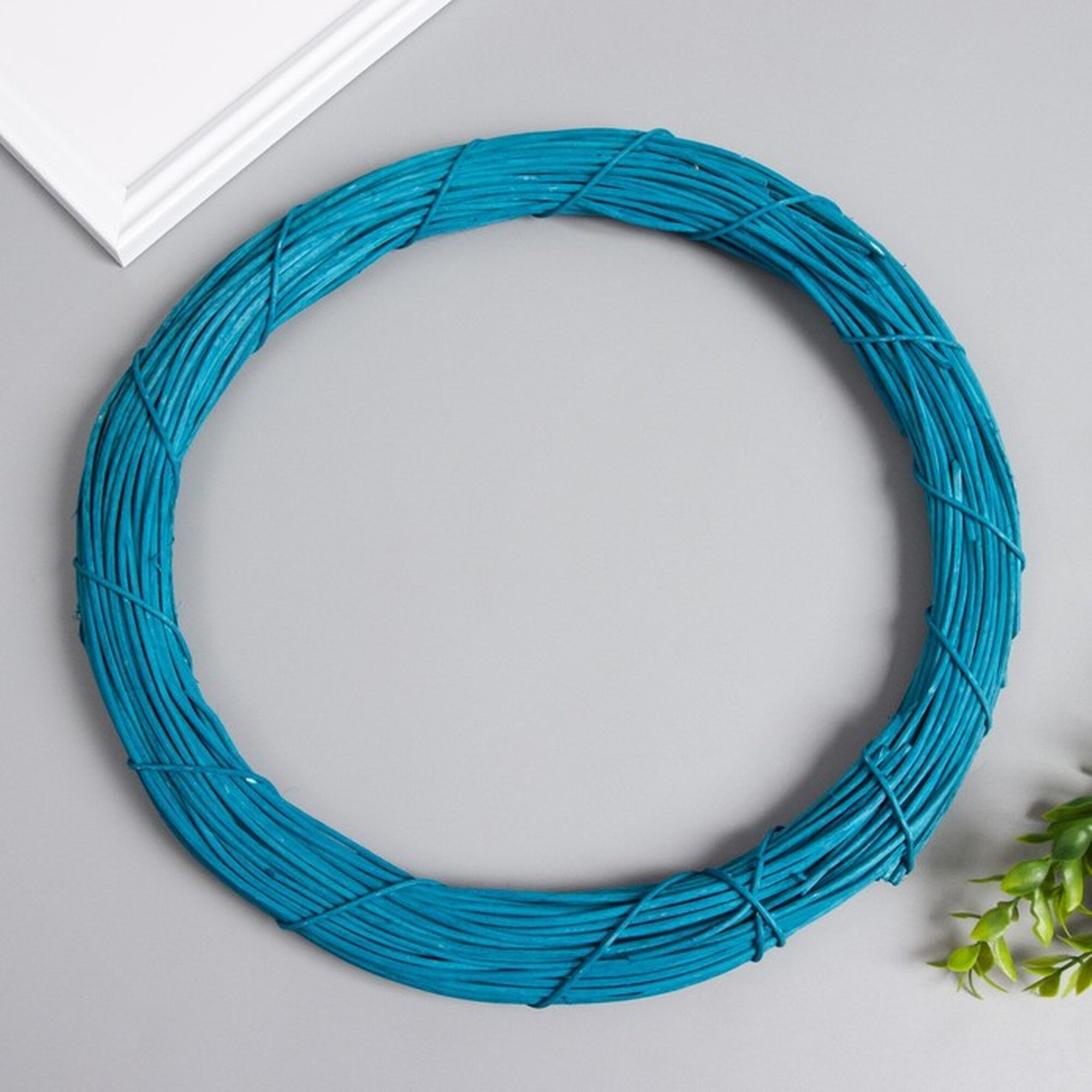 Кольцо для ловца снов Сима-ленд "Синий", натуральный ротанг, 30 см