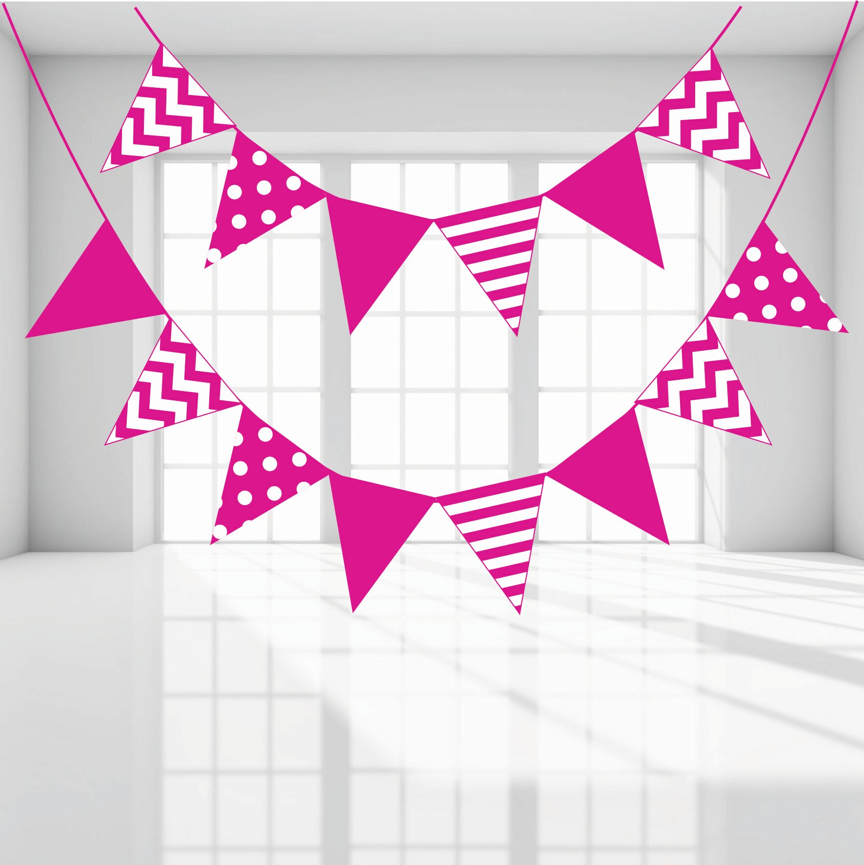 Гирлянда-вымпел 14 шт, бренд Ассорти, дизайны, розовый, яркий