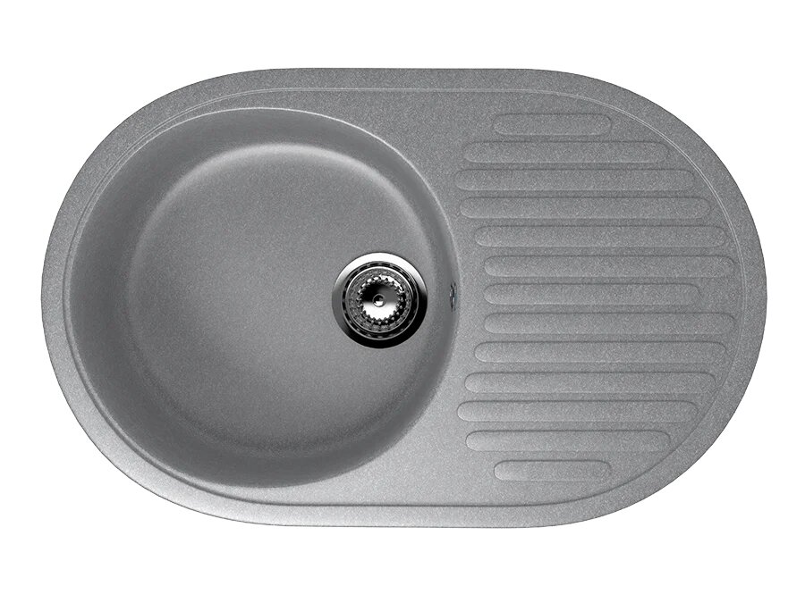 Мойка кухонная Ulgran U-107 -342 46x73, мойка для кухни, с крылом, серая, овальная, матовая