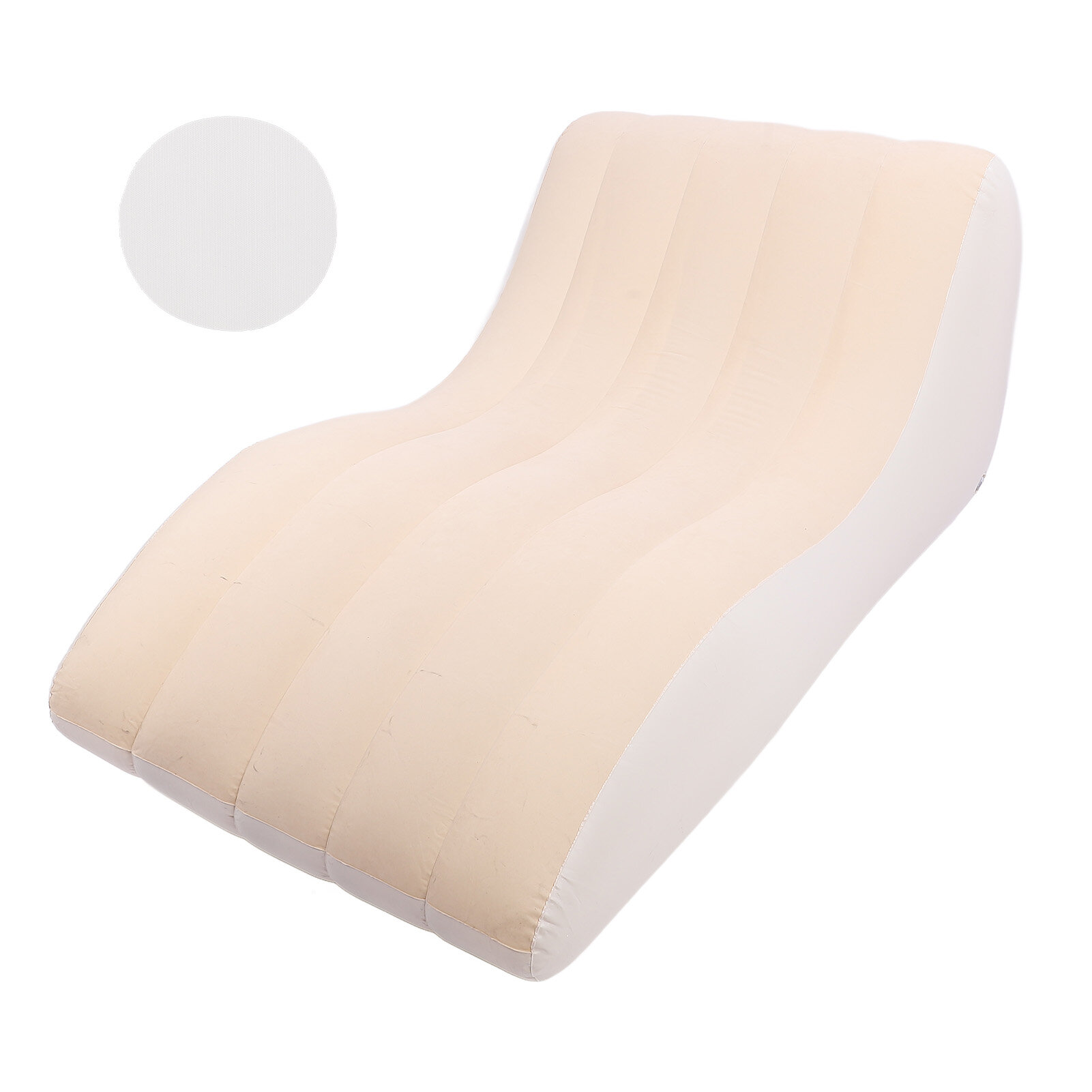 Легкий складной надувной шезлонг для походов, парков и путешествий бежево коричневый