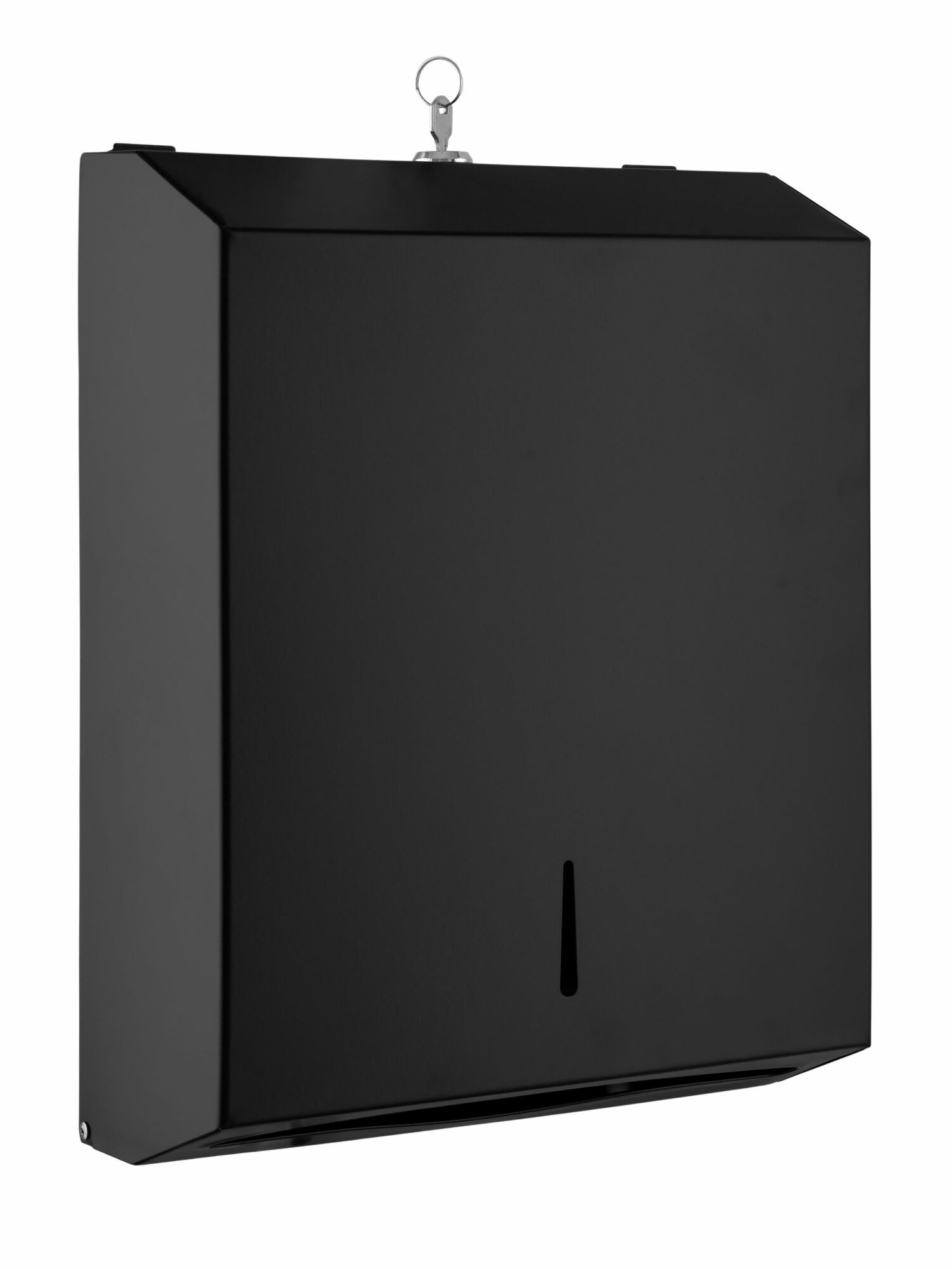 Диспенсер для бумажных полотенец Z сложения настенный, на 400 шт, с ключом, из нержавеющей стали, цвет черный матовый