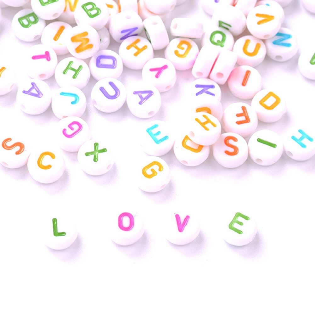 100 шт. разноцветных бусин в виде букв алфавита 4*7 мм круглые акриловые бусины для самостоятельного изготовления украшений