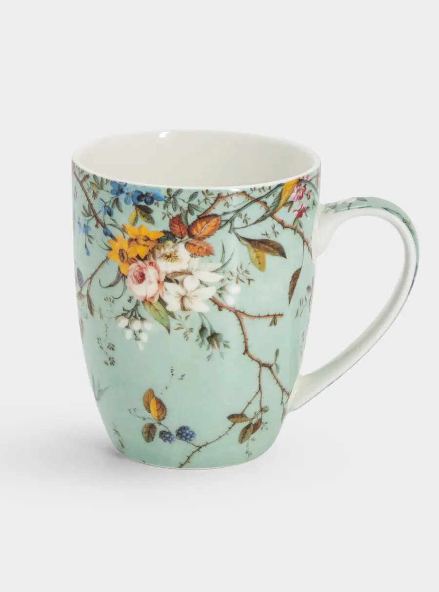 Кружка, 400 мл, фарфор F, голубая, Луговые цветы, William Kilburn