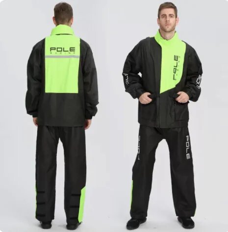 Мотоциклетный дождевик POLE, водонепроницаемый дышащий светоотражающий дождевик, брюки от дождя, защита от шторма, комплект дождевиков для мотокросса, 801Mens Green, XXXL, Унисекс