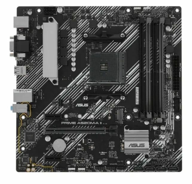 Материнская плата ASUS PRIME A520M-A II (PRIME A520M-A II) - AM4, AMD A520, 4хDDR4-3200 МГц, 1хPCI-Ex16, 1хM.2, Micro-ATX