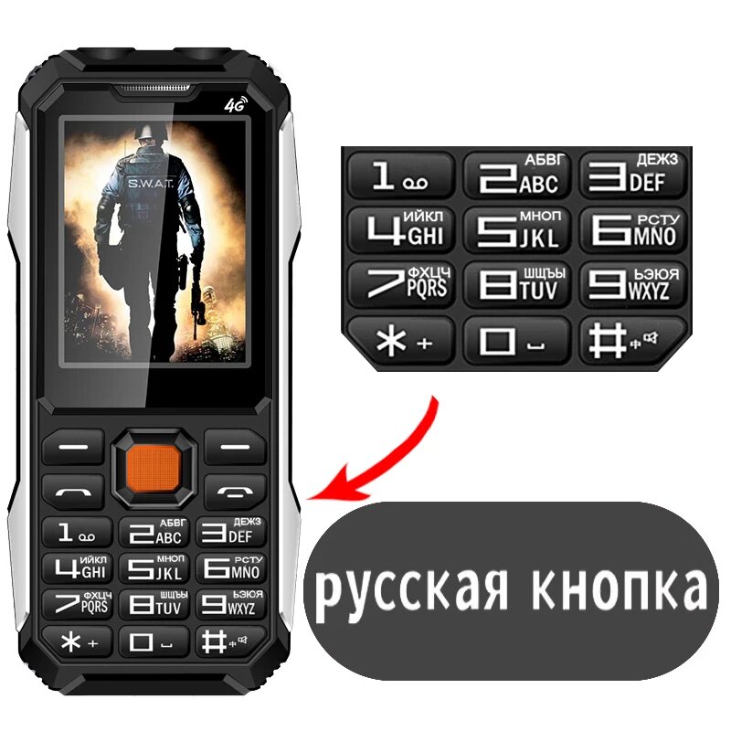 Противоударные сотовые телефоны A6, SOS MP3, видеоплеер, камера, рекордер, сигнализация, дешевые мобильные телефоны, русская, арабская, иврит, клавиатура