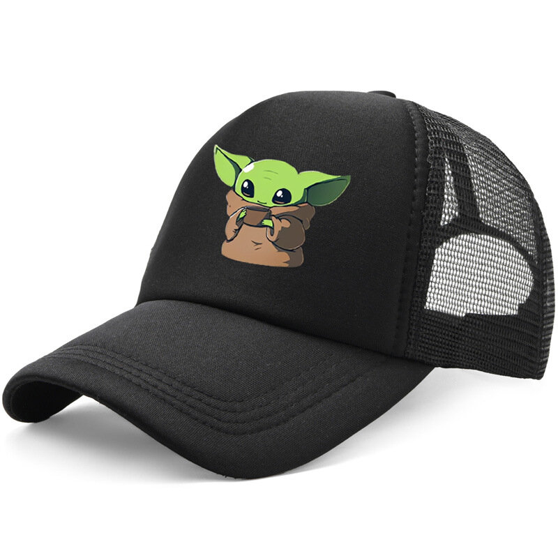 Трансграничная новая детская кепка Йода, анимационная сетчатая кепка с периферией, спортивная дышащая милая бейсболка, фуражка