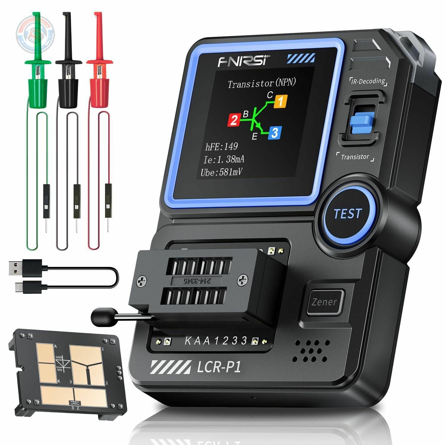 Многофункциональный тестер транзисторов и диодов, автоматический анализатор полупроводников с цветным экраном для электронных инженеров и радиолюбителей