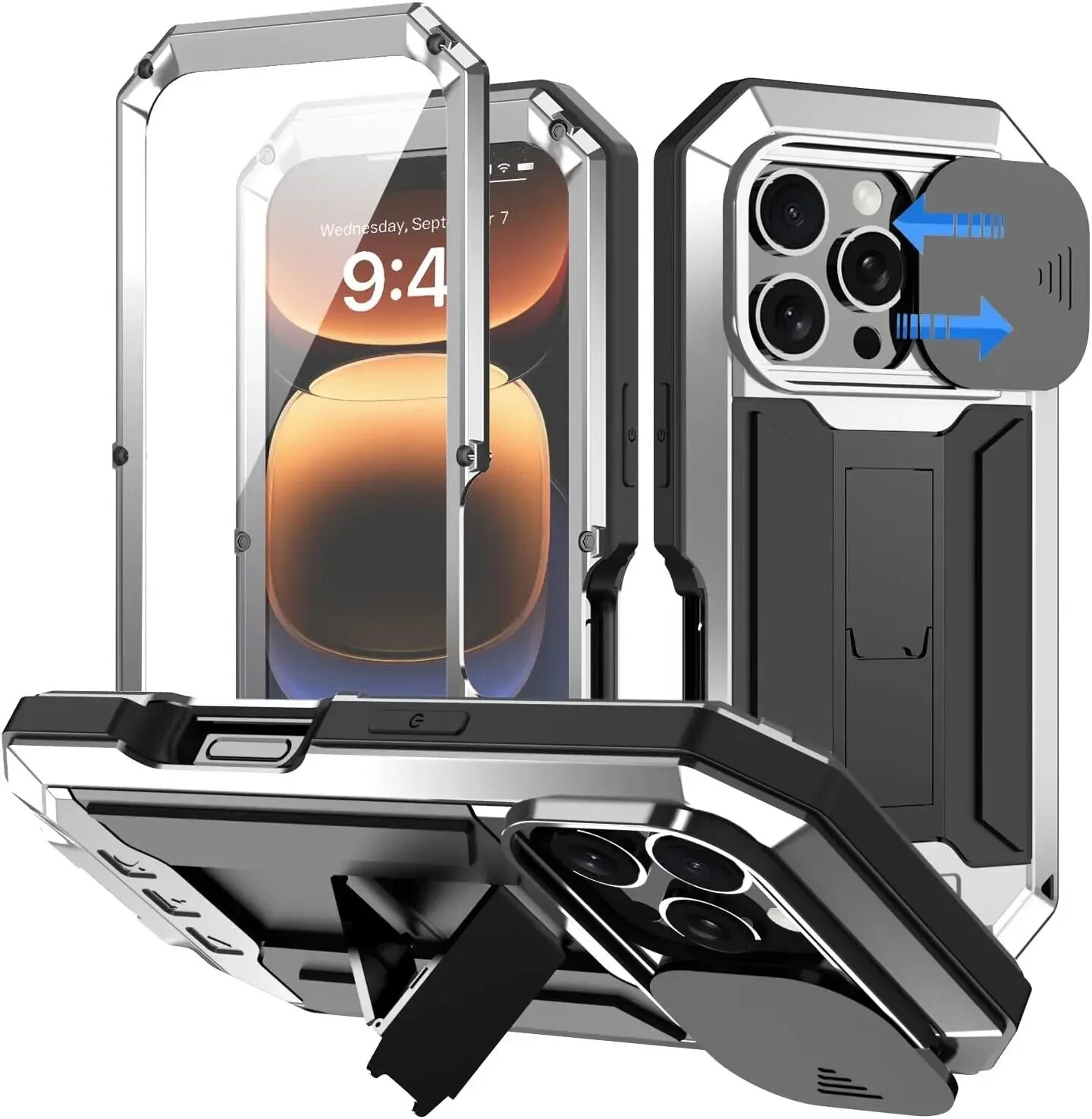 Чехол для iPhone 18, 17, 14, 15, 16 Plus, 16e Pro Max, ударопрочный, с iPhone17, Серебряный, silvery