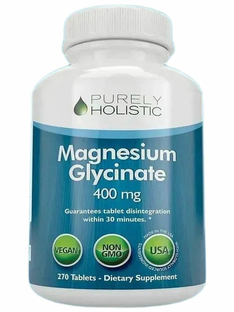 Магний Глицинат, 400 мг, 270 таблеток для длительной поддержки нервной системы