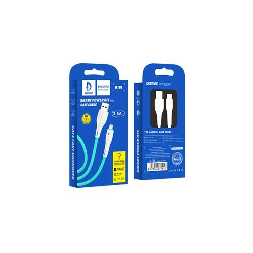 USB-кабель Denmen D16L, Apple 8 pin, силикон, 1.0 м, круглый, желтый, фирменная упаковка