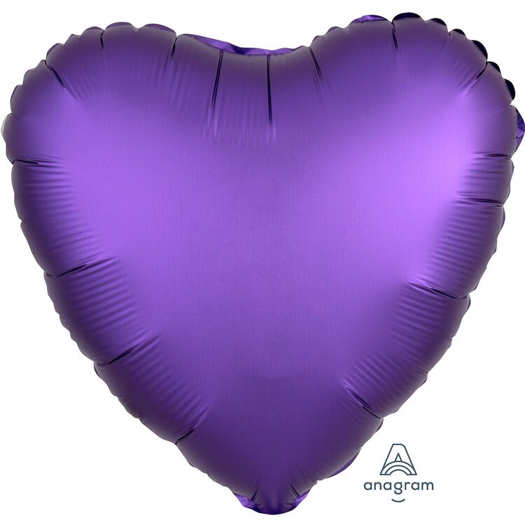 Воздушный шар Anagram без рисунка, сердце 18" Сатин Purple Royale