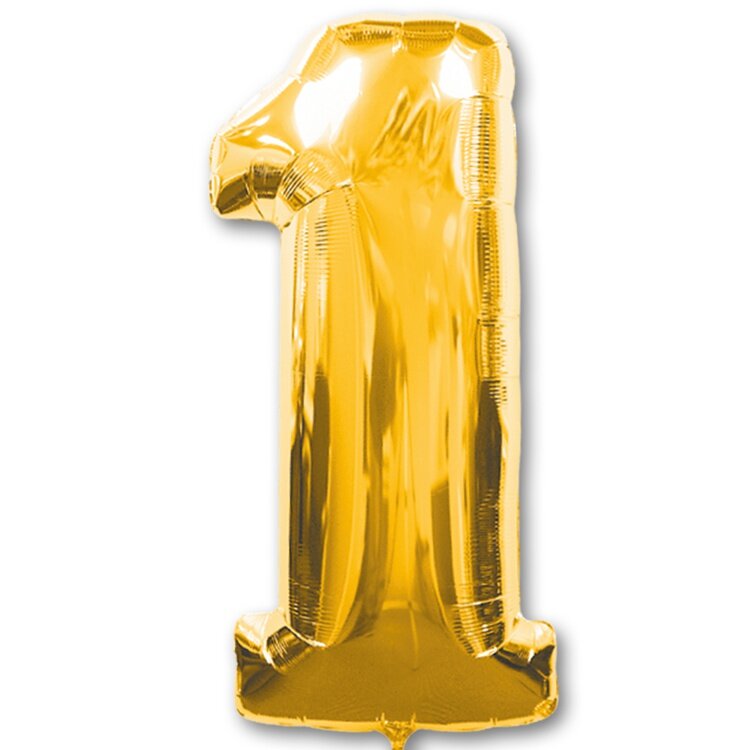 Воздушный шар Anagram фольгированный, цифра 1, Gold, 34"