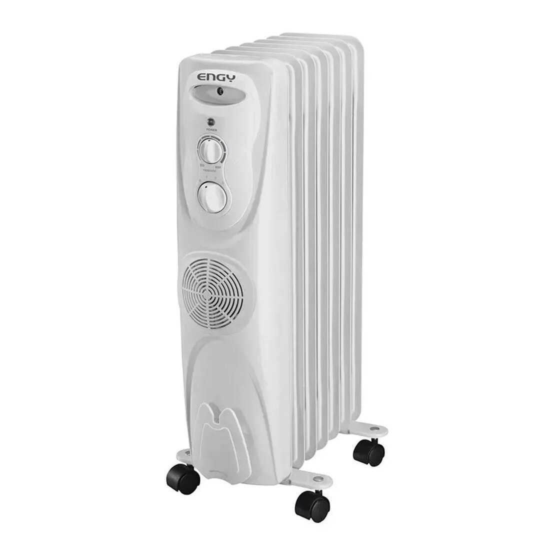 Радиатор масляный Engy EN-1307F с 7 секций, обогрев до 20 кв. м, термостат, защита от перегрева, белый