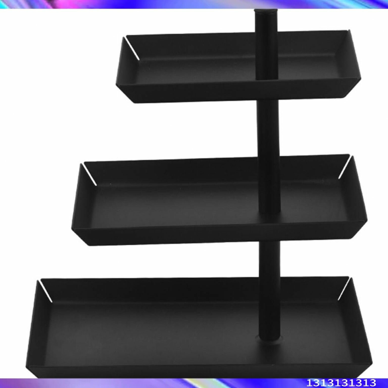 Черная подставка для десертов премиум на трех уровнях