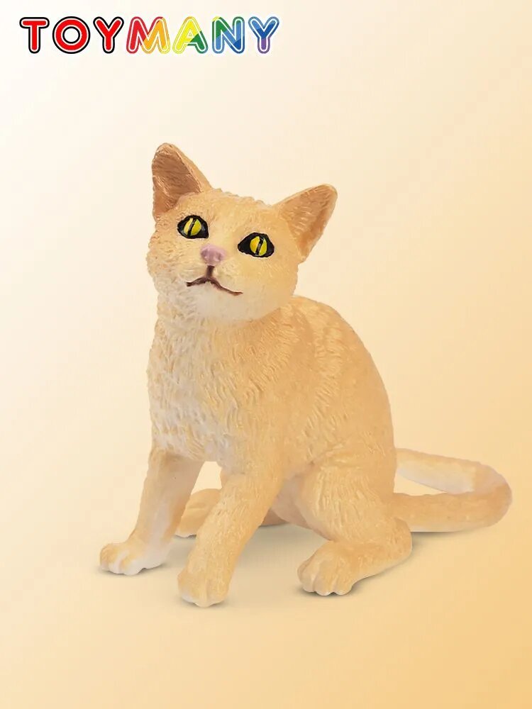 Toymany Фигурка домашнего животного, Сидящий Оранжевый полосатый кот, 2.5 X 4.8 X 4.2 см