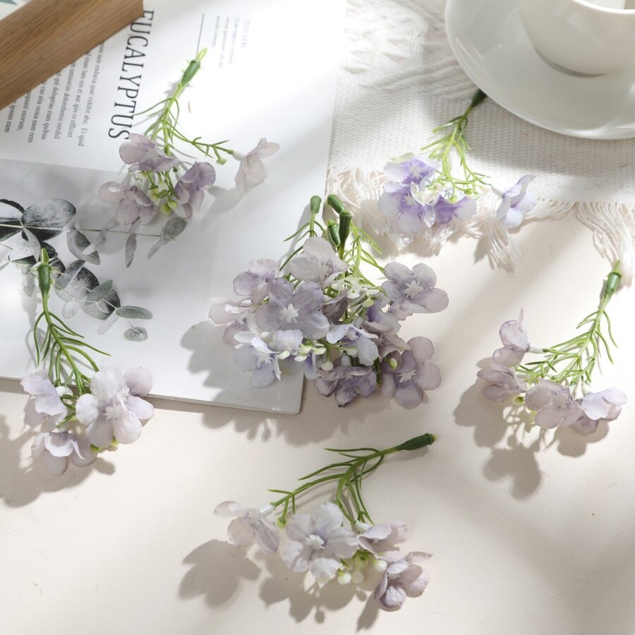 4 головки искусственных цветов, маленькие цветы, DIY заколка для волос, цветы гортензии, свадебные аксессуары для невесты, искусственные цветы, маленький букет