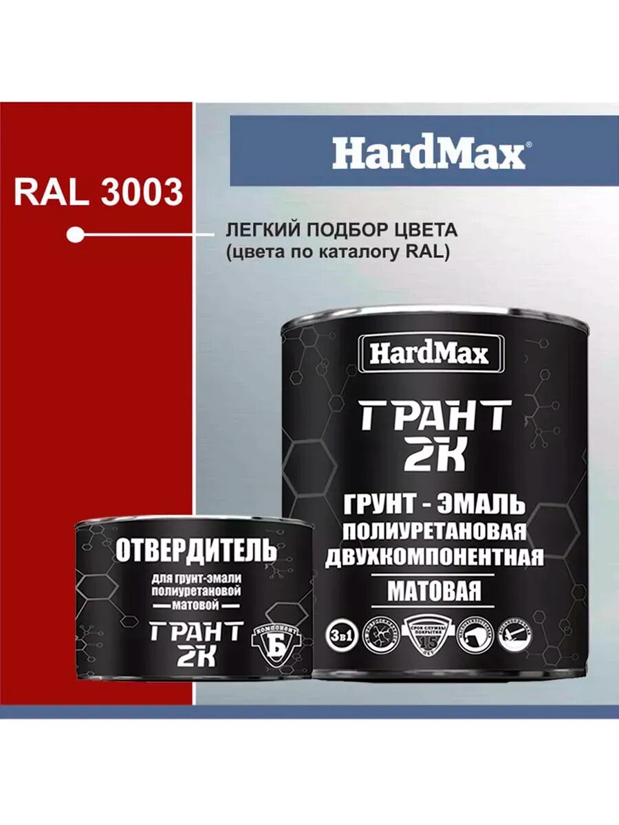 Грунт-Эмаль полиуретановая матовая RAL 3003 1,9кг + 0,29кг