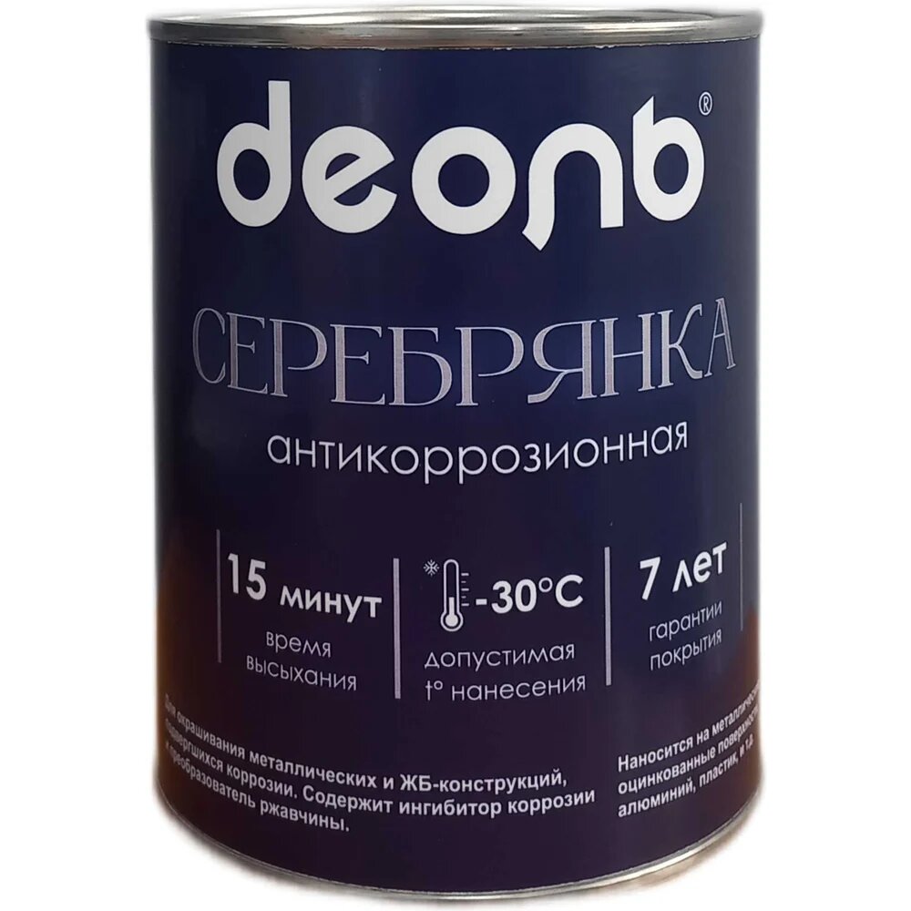 Серебрянка антикоррозионная Деоль 2,7 л 00033196 акриловая краска для металла, быстросохнущая, полуматовый финиш