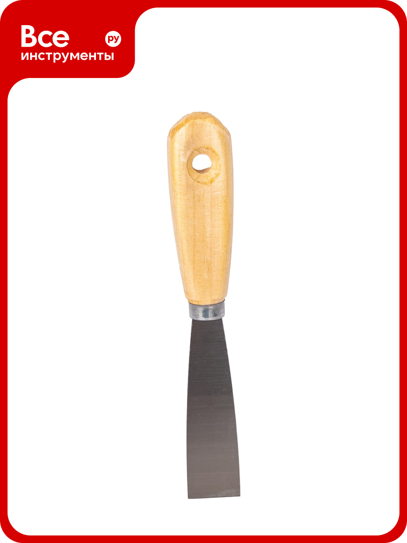 Стальной шпатель кедр с деревянной рукояткой, листовой тип, без зубцов, предназначен для отделочных и малярных работ