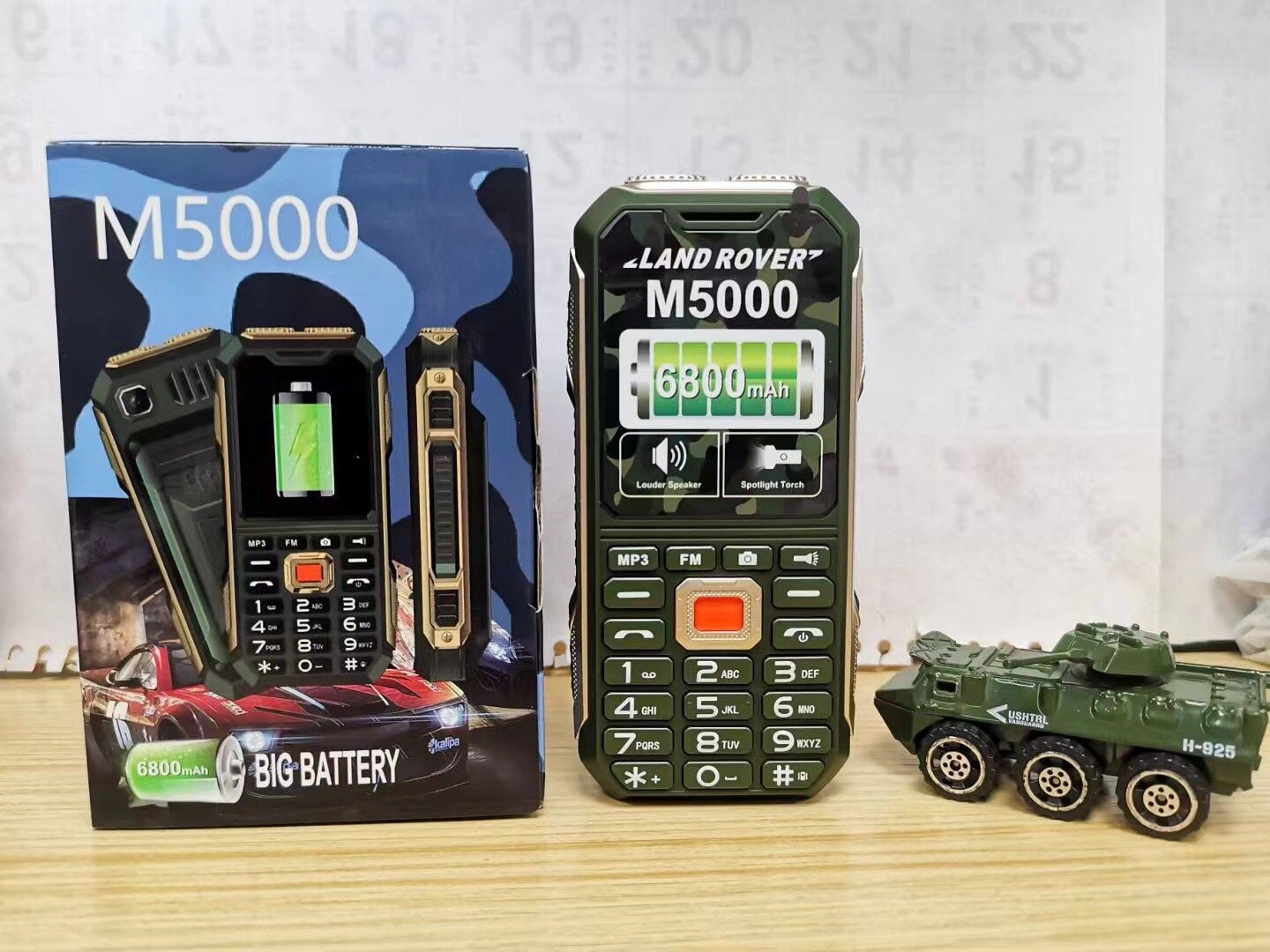 Армейский Камуфляжный Телефон M5000 — 6800 мАч，Темно-зеленый