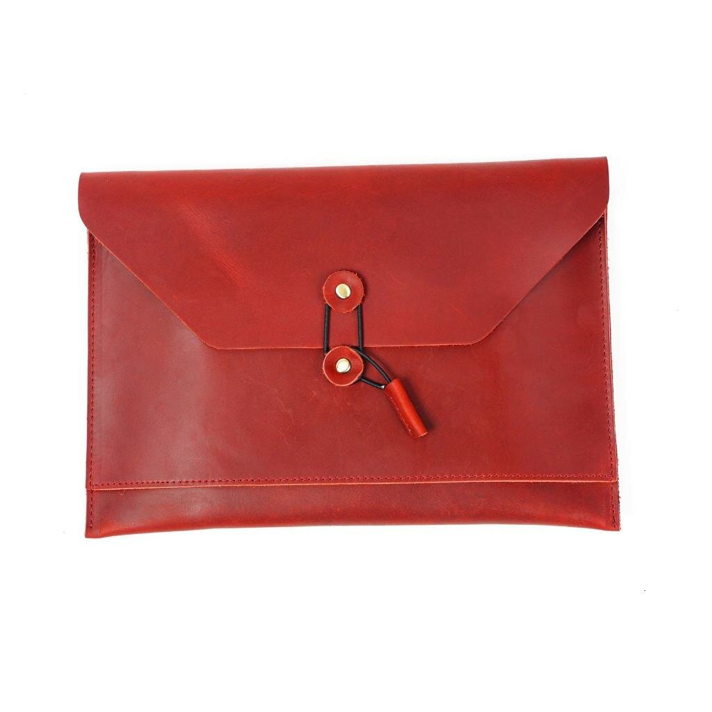 Кожаный файл-фолдер с отделениями для карт, Вино красное