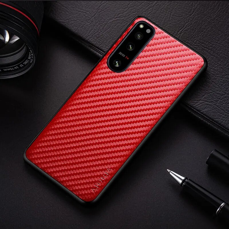 Противоударный Тонкий Чехол Из Углеродного Волокна Для Sony Xperia 1, 10, Красный, Red, Xperia ACE 2