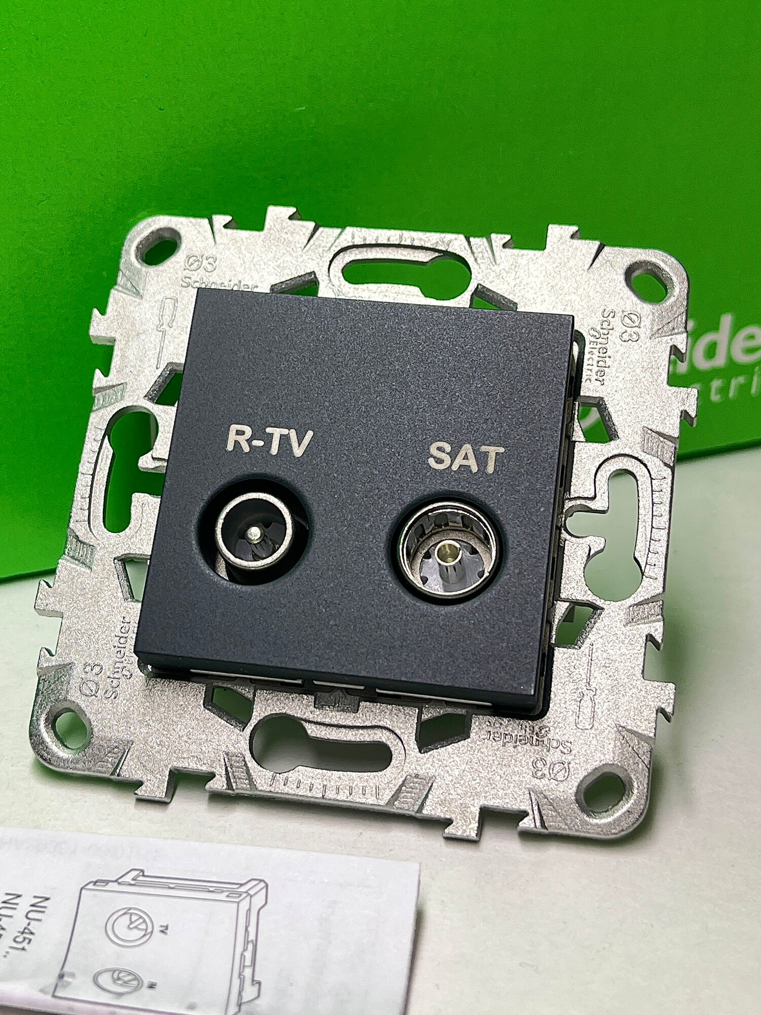 Розетка R-TV/SAT проходная Schneider Electric Unica New NU545654, антрацит