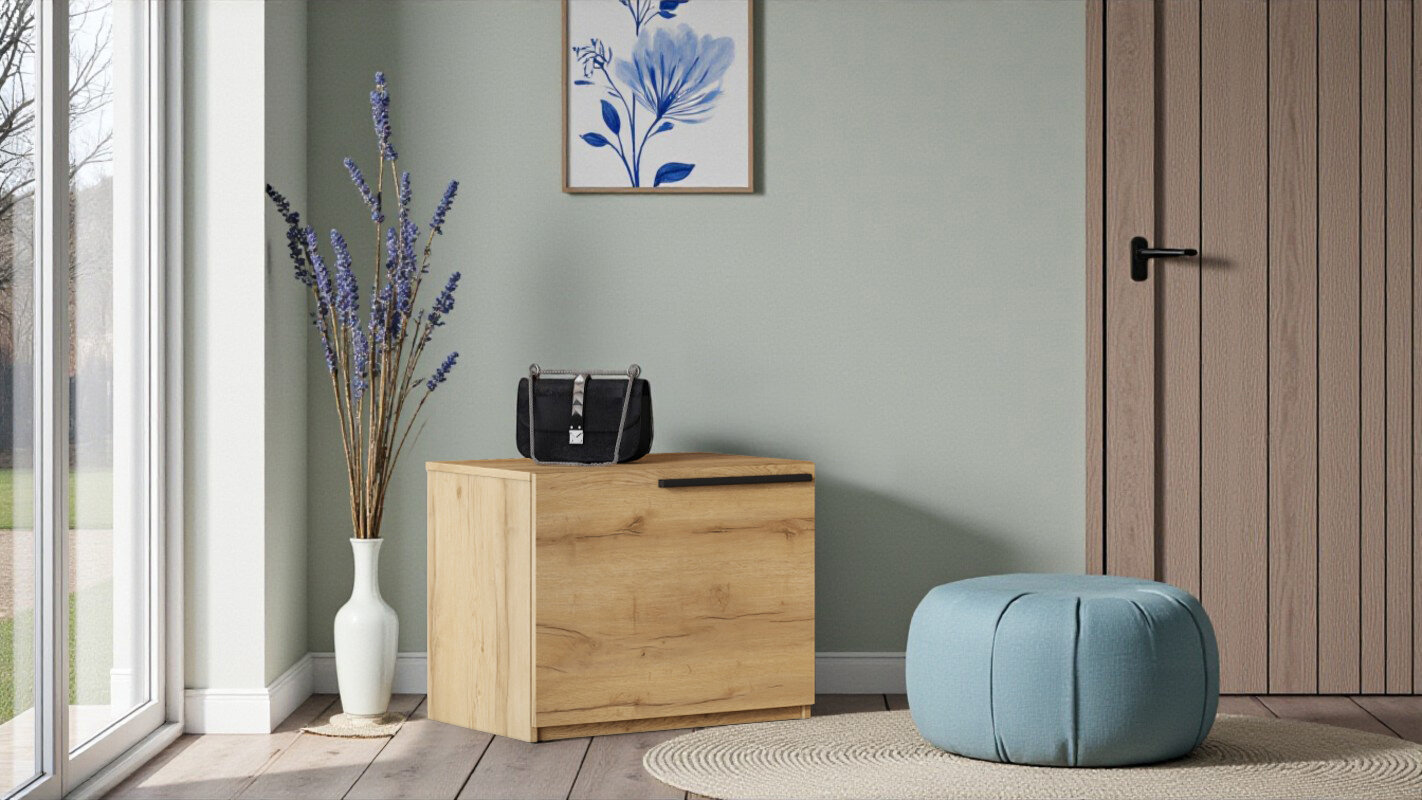 Обувница Лорена Пакс-1 Дуб Золотистый U1148 NOW 59x43x48 см, желтый Фиеста