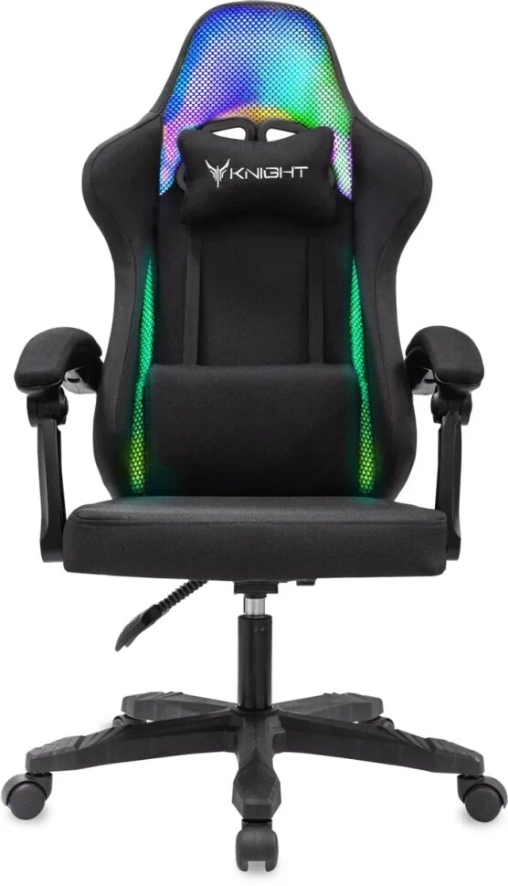 Кресло игровое KNIGHT Wolf RGB B ткань, черный