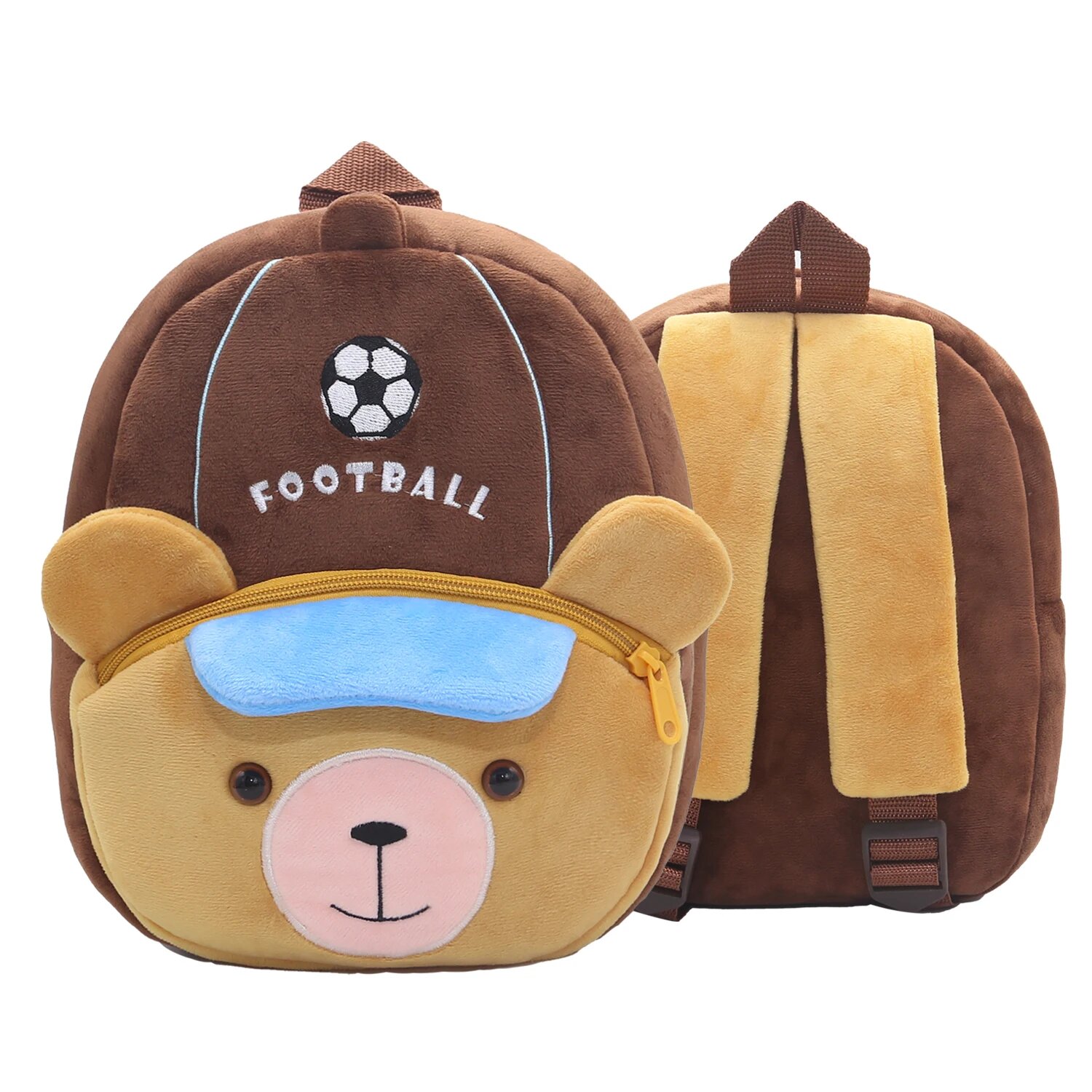 Детский рюкзак Football Bear, коричневый, плюшевый