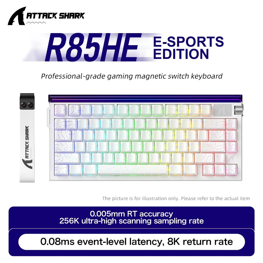 Игровая клавиатура ATTACK SHARK R85HE магнитная RGB R85 HE-White lines