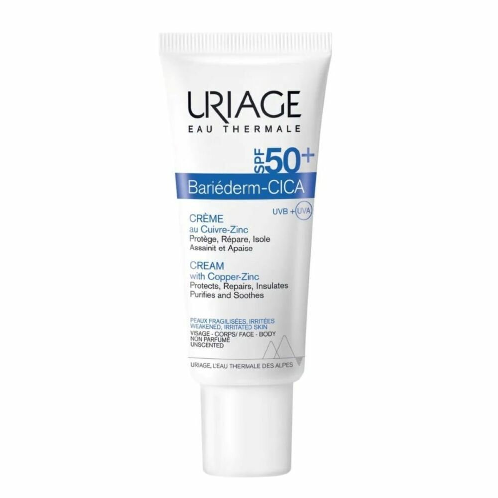 Урьяж барьедерм SPF 50+ цика Крем с медью и цинком, 40 мл / URIAGE Bariederm Cica Cream with Cu-Zn