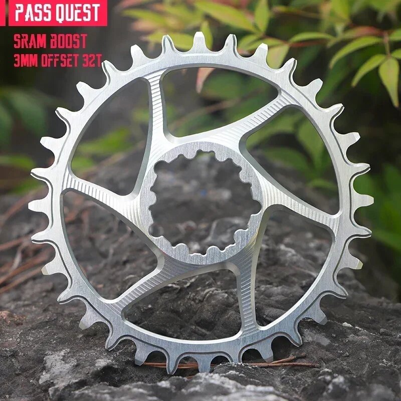 PASS QUEST Звезда шестерни SRAM XX1 Eagle 28T-38T 3мм Offset 7075-T651 черный/серебристый Silver 32T