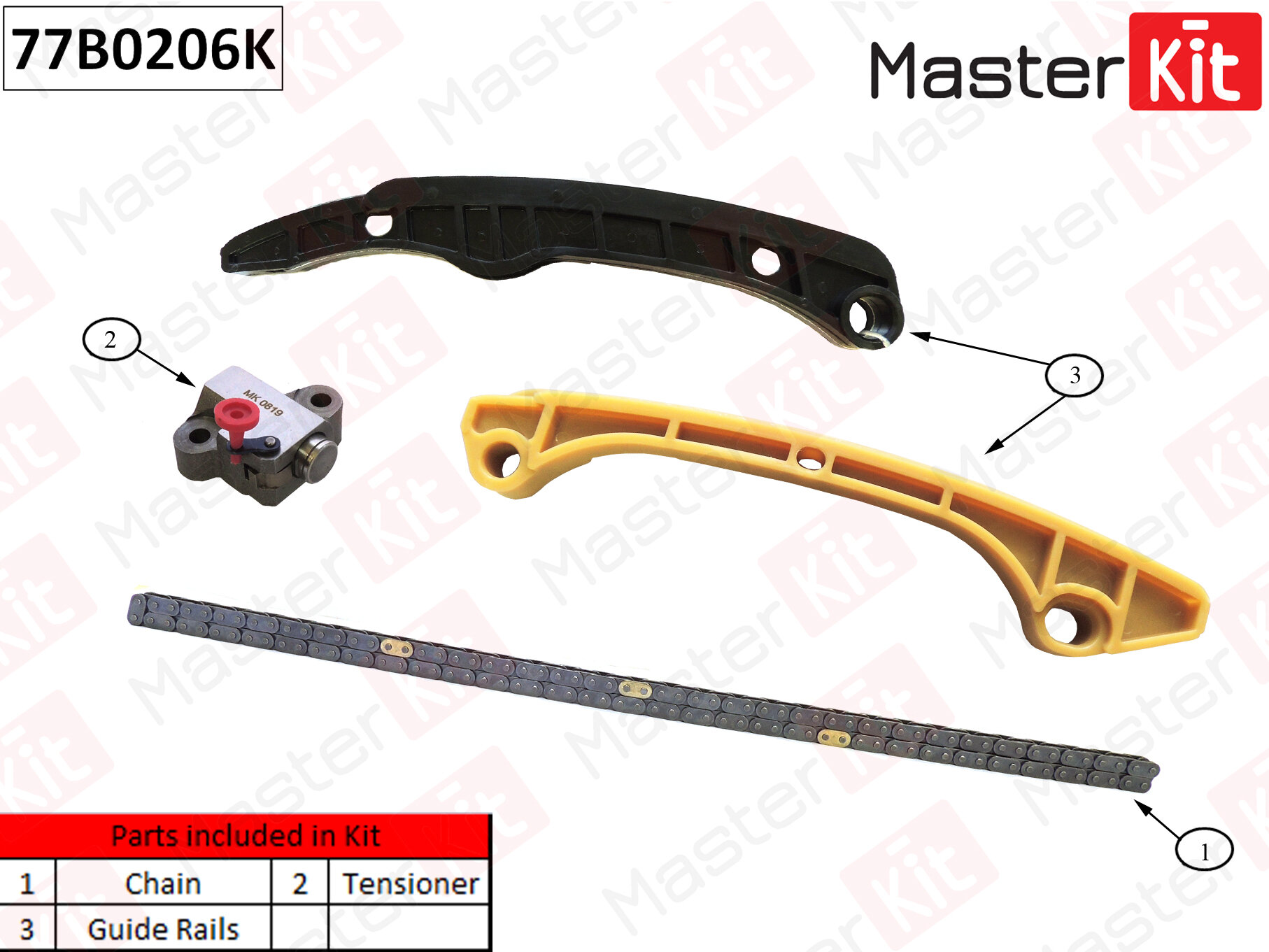 Комплект цепи ГРМ Mitsubishi LANCER 4A91,4A92 MASTERKIT 77B0206K