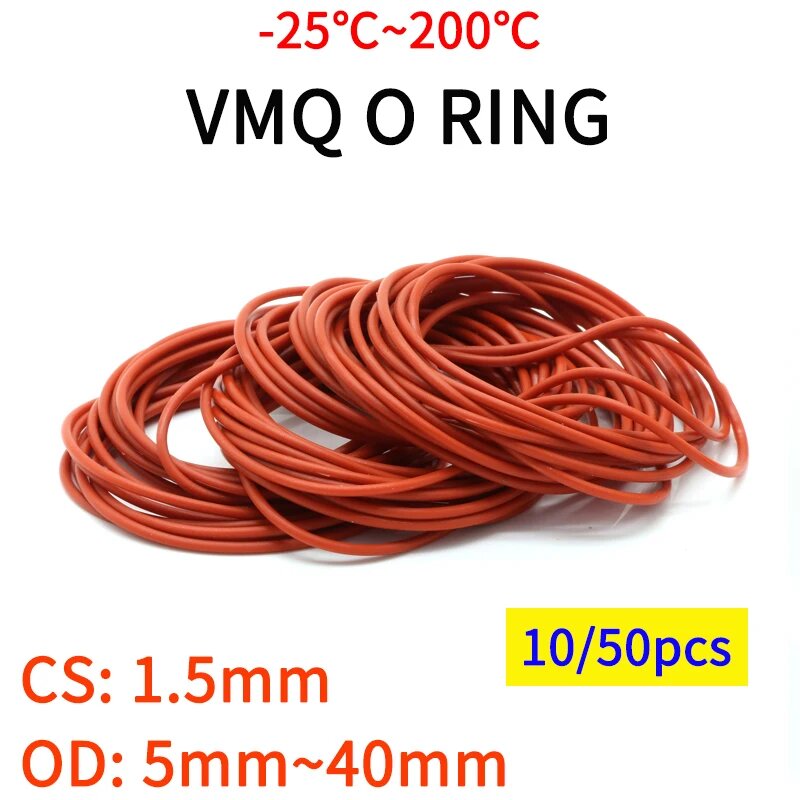 Красные силиконовые уплотнительные кольца VMQ CS 1,5 мм OD 7mm ID 4mm, 10pcs