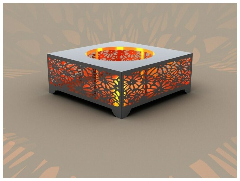 Очаг, чаша для костра, Костровая чаша, Жаровня для улицы Квадратная 120*120 - огнеупорная краска