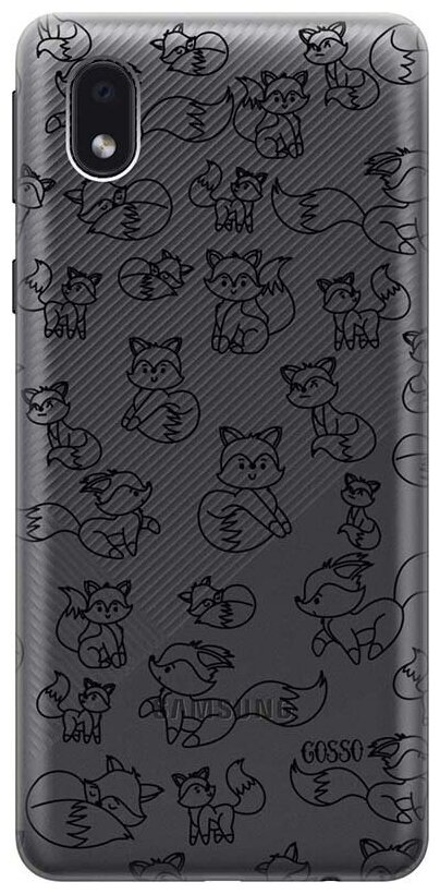 Ультратонкий силиконовый чехол-накладка ClearView 3D для Galaxy A01 Core с принтом "Funny Foxes"