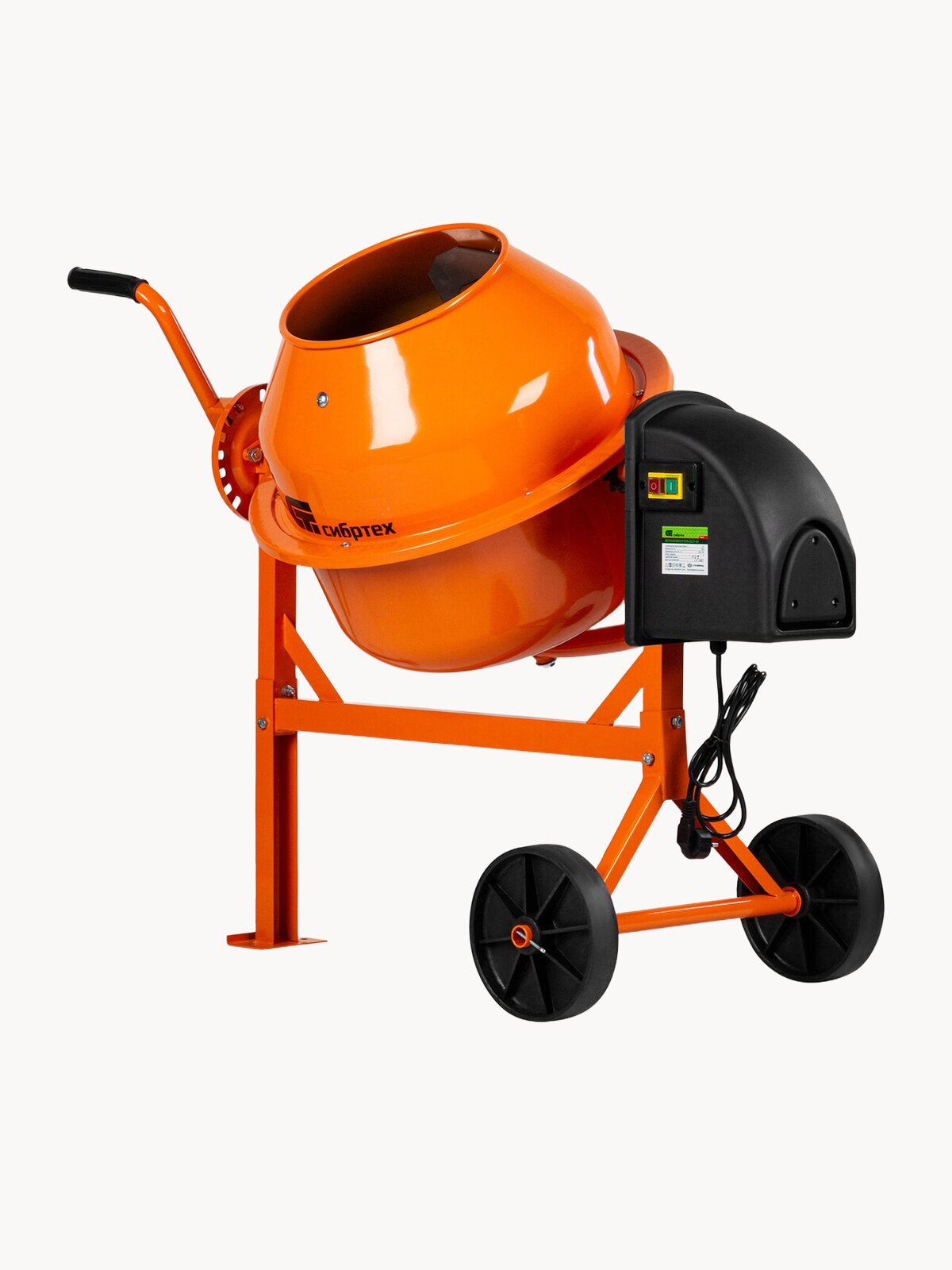 Бетономешалка электрическая Сибртех БСЛ-63, объем 63 л, 300 Вт, стальной перфорированный венец, 95469