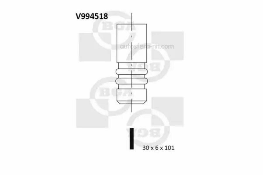 BGA V994518 Клапан двигателя выпускной [30x6x101] OPEL ZAFIRA, VECTRA 2.2 16V 00-