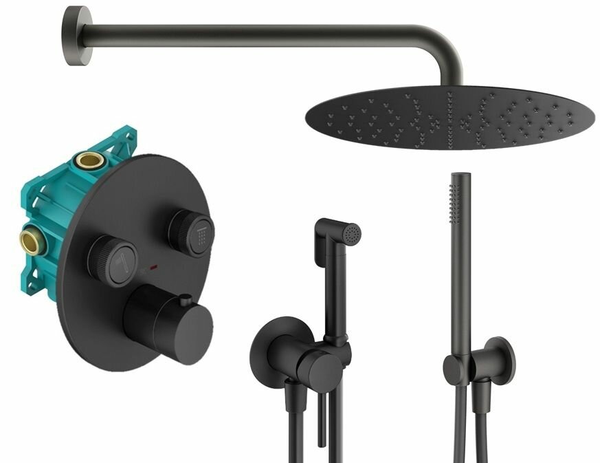 Комплект смесителей для душа Plumberia Selection KITZPSB02NO, Черный матовый