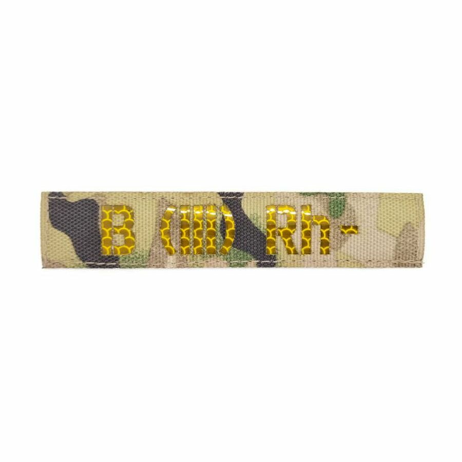 Нашивка , патч (шеврон) 12,5*2,5 см Группа крови 3- MC/Желтый отражающий