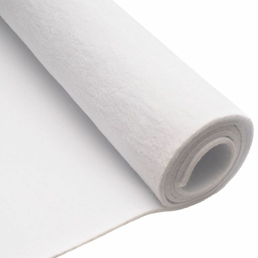 Фетр однотонный твердый 3 мм в рулоне 100 х 100 см, белый С62, плотность 450 г/м2