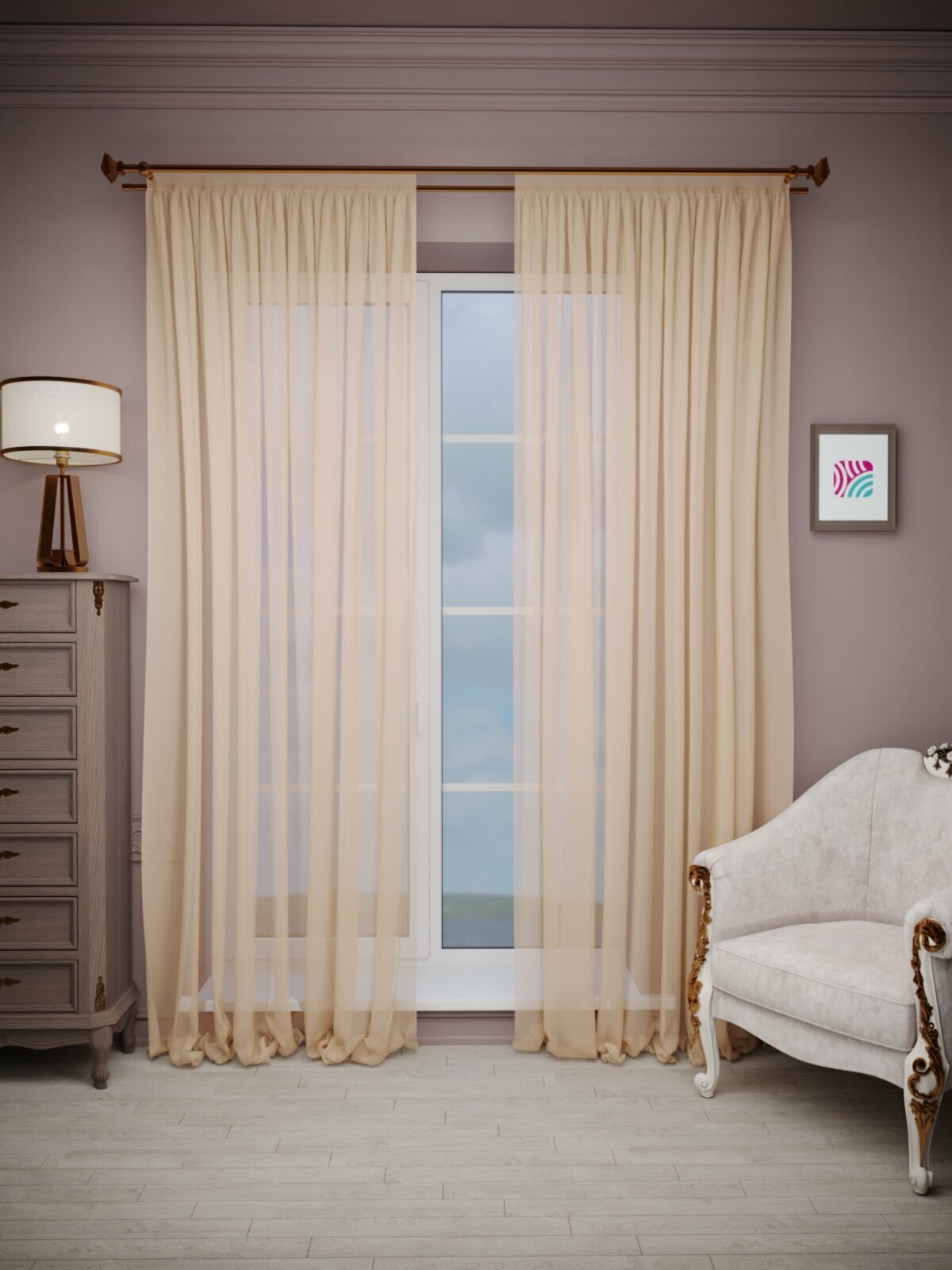 ВсеТканиТут Тюль"Вуаль дуэт" 200x280 кремовый 2шт