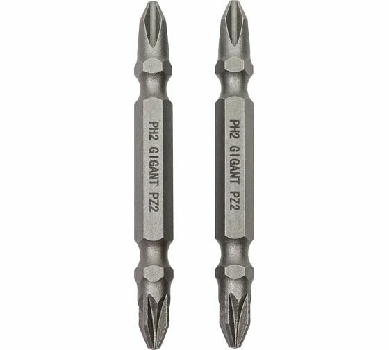 Набор бит для шуруповерта, двусторонние комбинированные 2 шт, PH2-PZ2, 60 мм, S2 Gigant GBS 2C65A