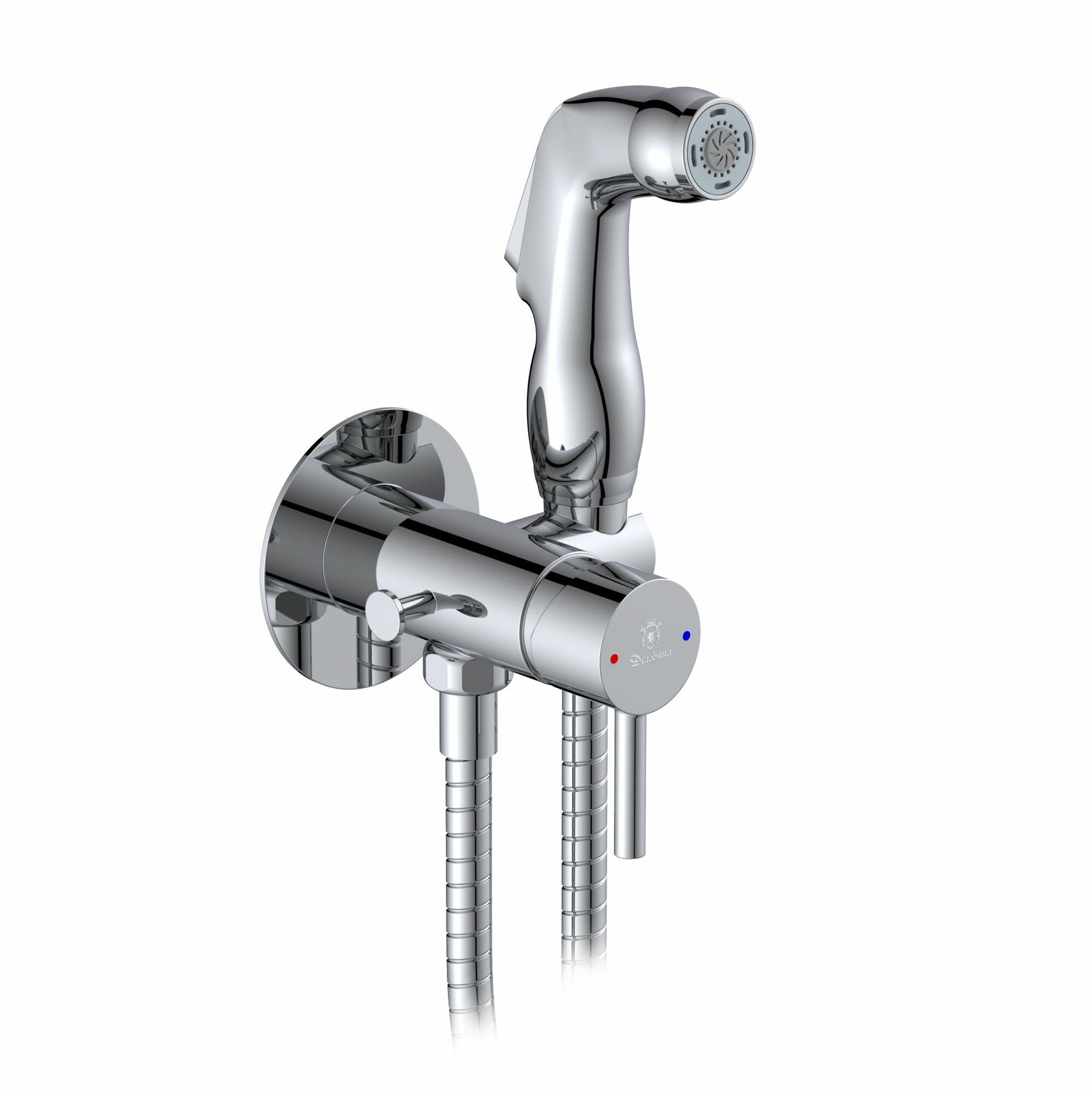 Смеситель на биде с гигиенической лейкой встраиваемый, хромированный